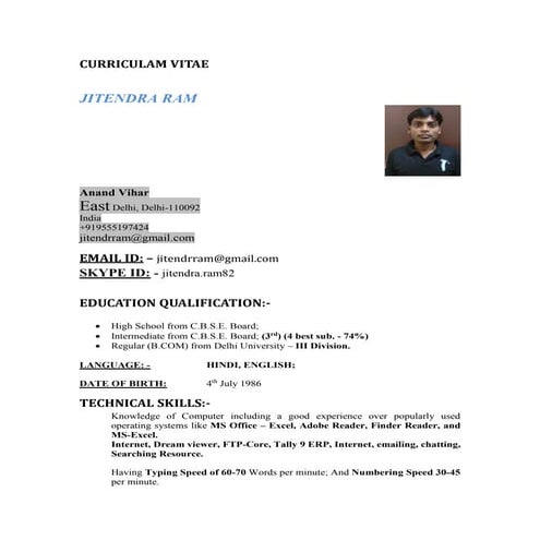 JITENDRA RAM CV | PDF