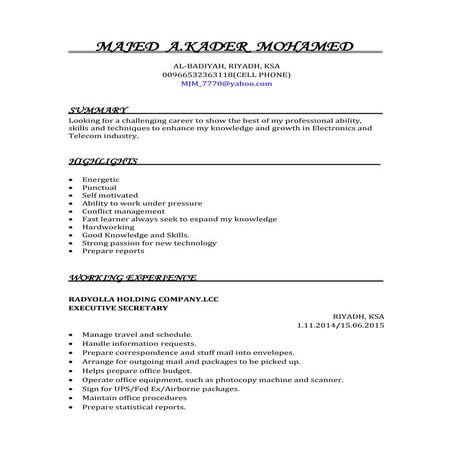 MAJED A.KADER CV | PDF