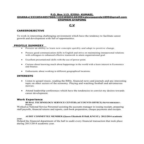Curriculum Vitae Updated - Mark Eugene Odero | DOCX