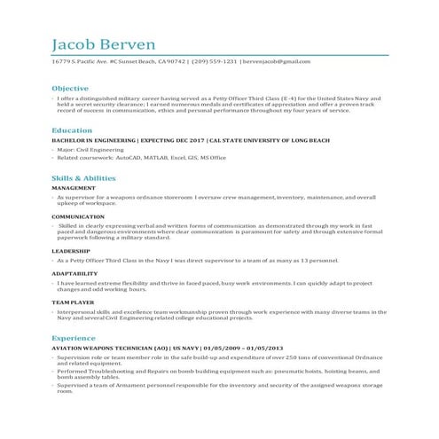 Jacob_Berven_Resume | DOCX | Business | Business and Finance