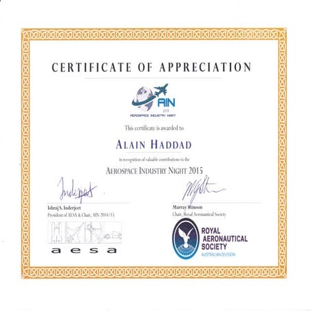 AIN - Certificate of Appreciation | PDF