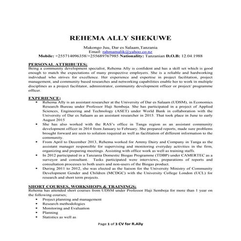 CV of REHEMA ALLY | PDF