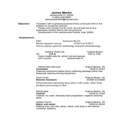 James Martin basic resume | RTF