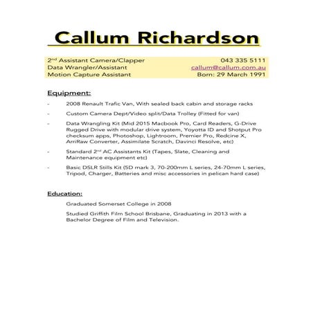 Callum Richardson 2016 CV | PDF