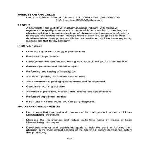 Resume Maria Santana | DOCX