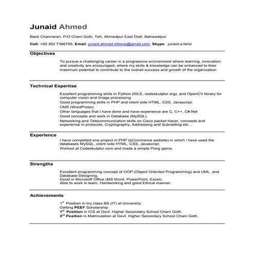 Junaid_Ahmed_CV | PDF