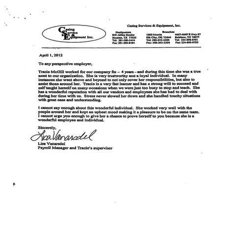 Casing Reference Letter | PDF