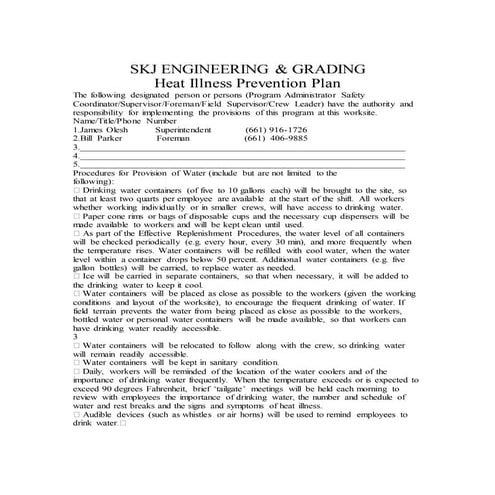 Heat Illness Prevention Plan | DOCX