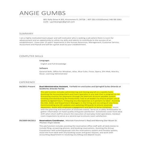 Angie Gumbs Resume 2015 | PDF