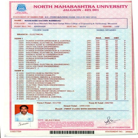 DIPLOMA FINAL MARKSHEET | PDF