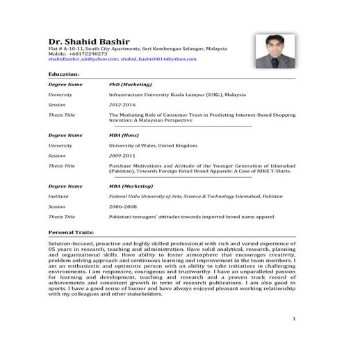 CV of Shahid Bashir | PDF