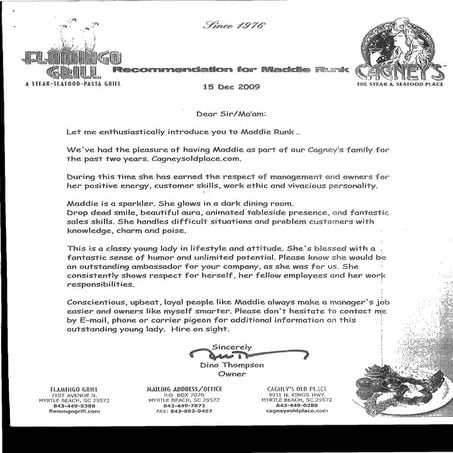 Letter of Recommendation from Irma Hunt | PDF