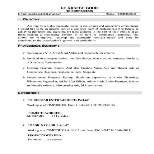 Curriculum Vitae Rakesh | DOC | Technology & Computing