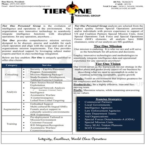 Tier One One Pager 30 Jun 15 | PDF