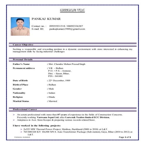 Pankaj Kumar Resume | DOCX