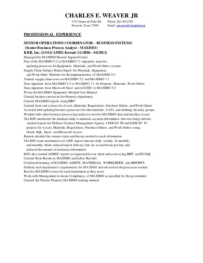 Charles E. Weaver Jr. Resume