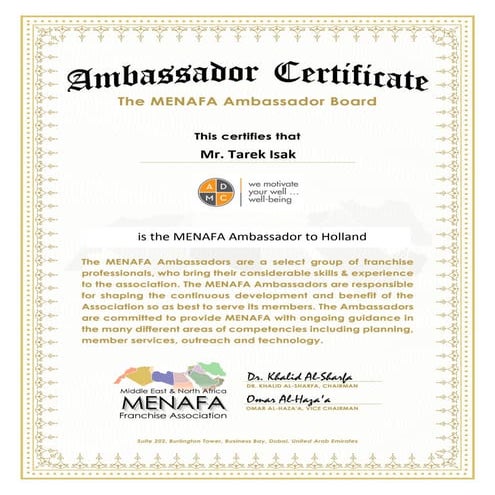ADMC Ambassador Certificate | PDF