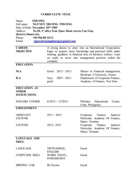 CV-Le_Thanh_Binh_(Ms.)- R3 | PDF