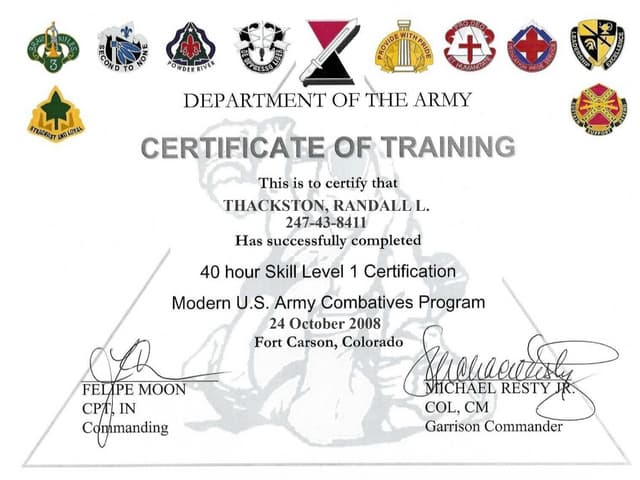 Army Certificate Of Training Template