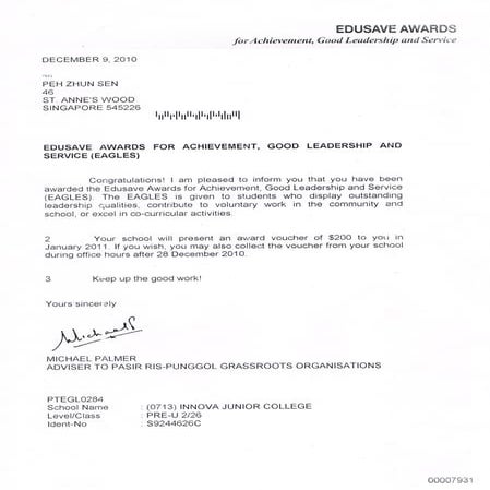 Edusave award Eagles04152016 | PDF