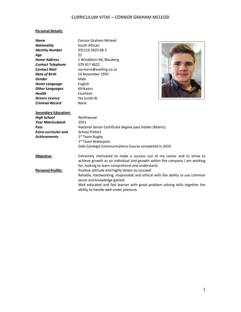 Connor Mcleod Cv Pdf
