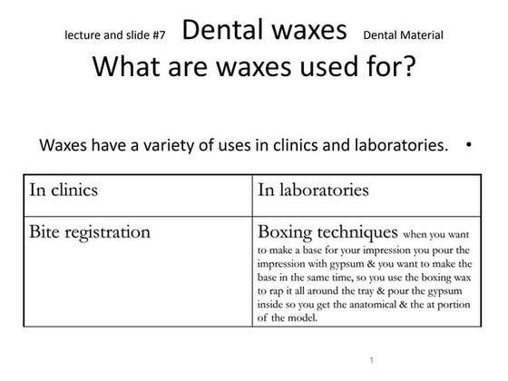 Chapter 16: Composition and Properties of Dental Waxes | PPT
