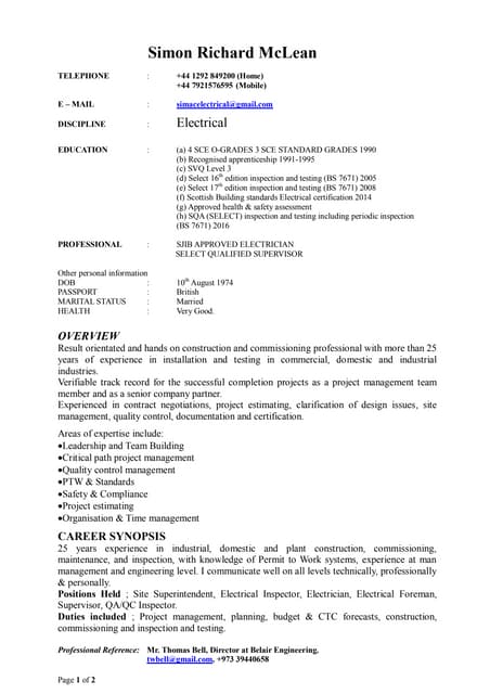 Simon McLean CV 2017 (Repaired) | PDF