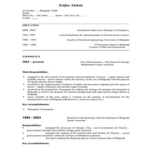 CV Zeljko | PDF