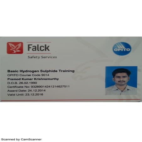 H2S Safety training card | PDF