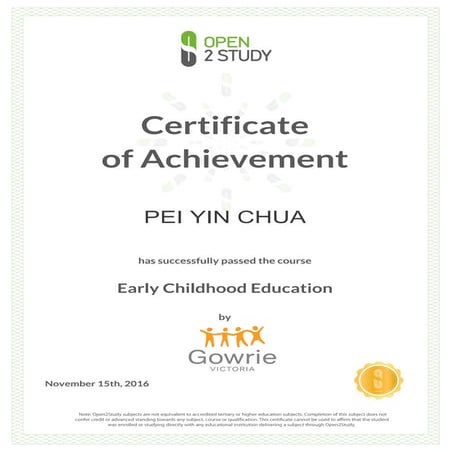 Early Childhhood Edcation Certificate | PDF