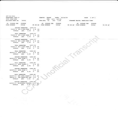 CCAC Transcript | PDF