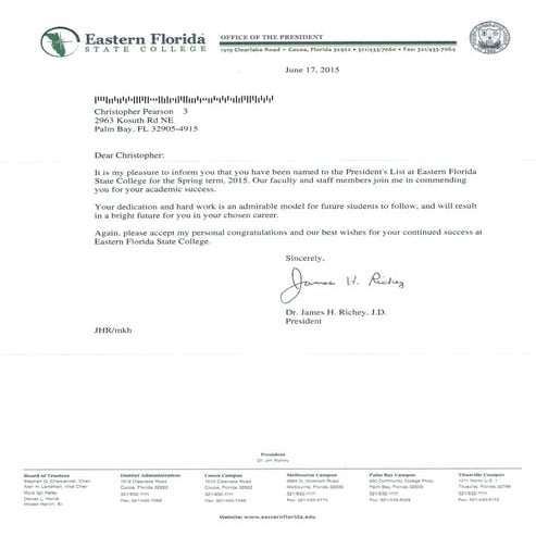 Office of President at EFSC | PDF