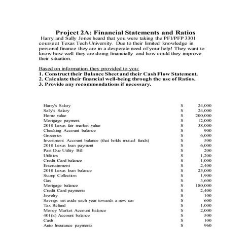 Project 2a-Financial Statements | PDF