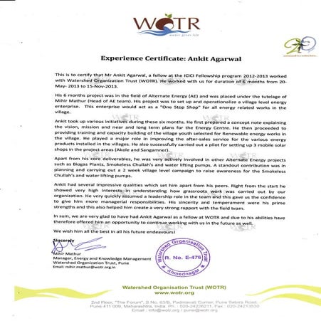 WOTR Internship Certificate | PDF