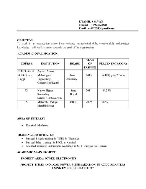 Tamil Resume Template | PDF