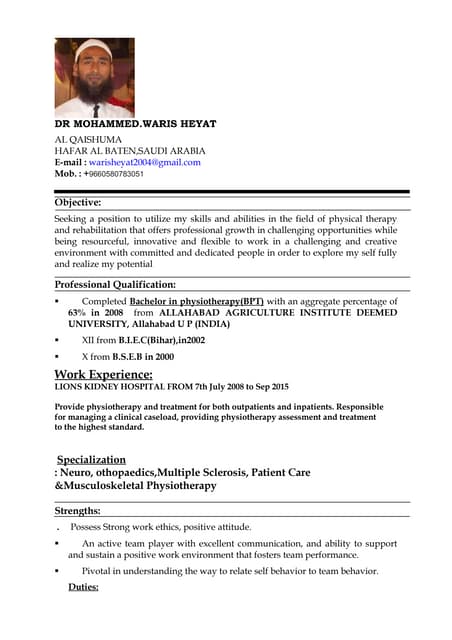RESUME Dr Anvarsalim BHMS | DOCX | Physical Therapy | Wellness