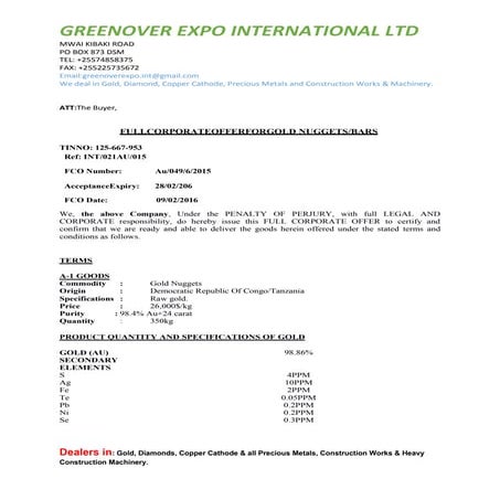 GOLD FCO 350KGS | PDF