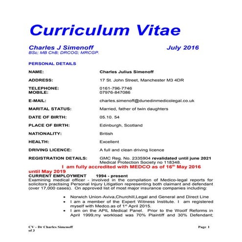 CJS CV JULY 2016 | PDF