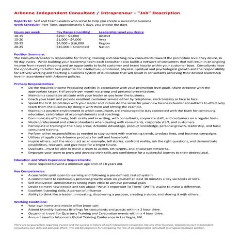 Consultant Intrapreneur Job Description | PDF