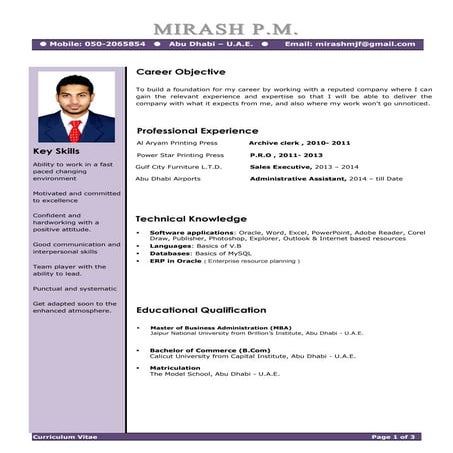 MIRASH CV 2016 | PDF | Resume Writing and Advice | Job Search