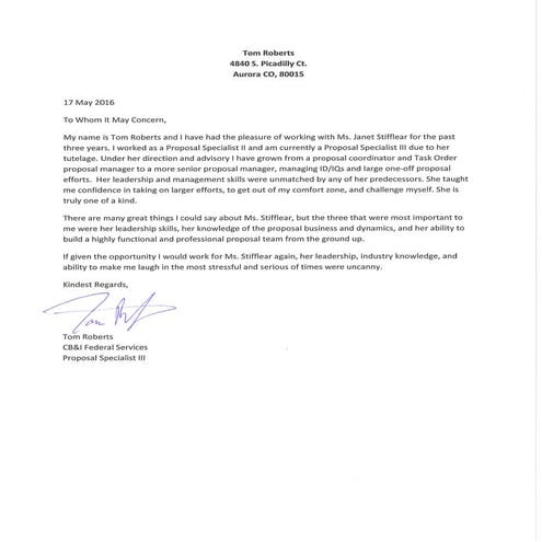 04-Letter of Rec Final May 2016_from Tom | PDF