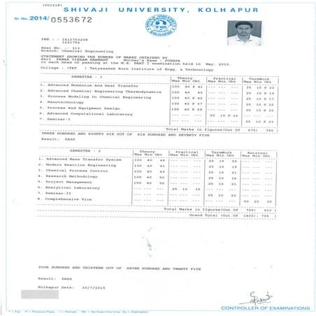ME-I Mark Sheet | PDF
