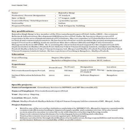 Rajendra Resume World Bank format 1 | DOCX