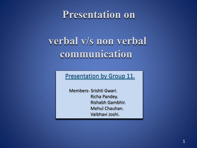 Verbal and nonverbal communication | PPTX