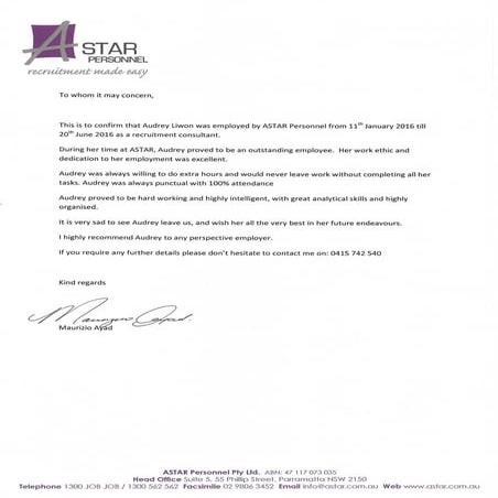 Reference letter-ASTAR | PDF