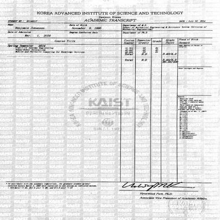 KAIST TRANSCRIPT 2014 | PDF