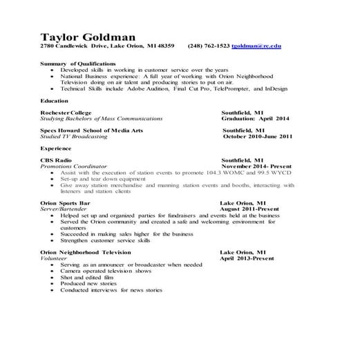 Taylor Goldman's Resume | DOCX