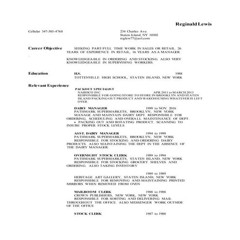 REGGIE'S RESUME | PDF