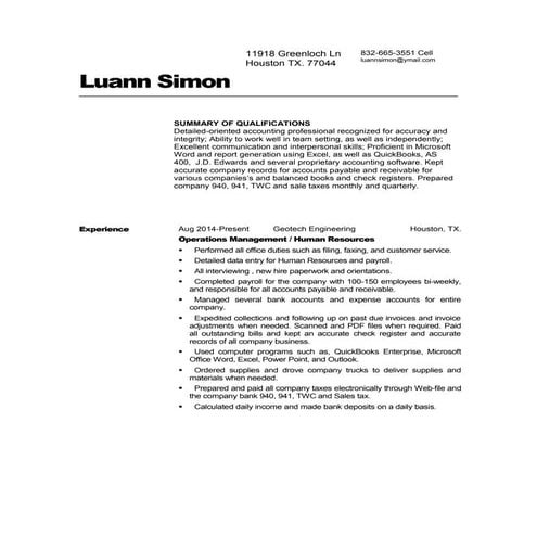Luann Simon Resume 12-2015 | DOC