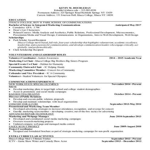 Kevin M Doubleday Resume 2014 | DOCX